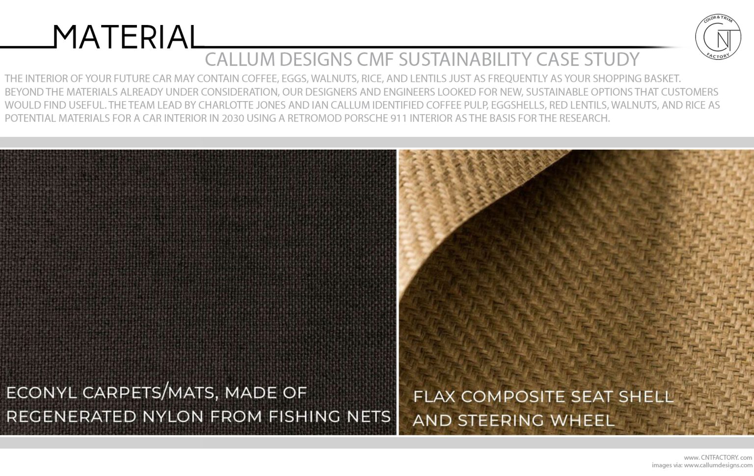 Callum Designs CMF Sustainability Case Study Trim Materials